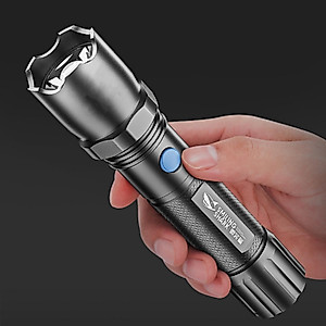 Dyegold LED Flashlight,High Lumens Super Bright Flashlight, Zoomable, Waterproofs Rechargeable Flashlight with 4 Lighting Modes,Powerful Handheld Flashlight for Camping,Hiking,Cycling,Home Reserve