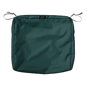 Classic Accessories Ravenna Water-Resistant 21 x 19 x 3 Inch Rectangle Outdoor Seat Cushion Slip Cover, Patio Furniture Chair Cushion Cover, Mallard Green, Patio Furniture Cushion Covers