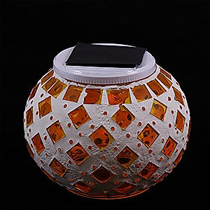HEALLILY Fence Mosaic Lamp Weatherproof Solar Powered Glass Globe Ball Light LED Pathway Night Lamp for Home Garden Lawn Patio Yard