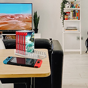 CaSZLUTION Acrylic Game Storage Organizer Stand Compatible with Nintendo Switch Game Card Case, Upgraded Switch Game Display Holder Fits up to 12 Games Box - Clear