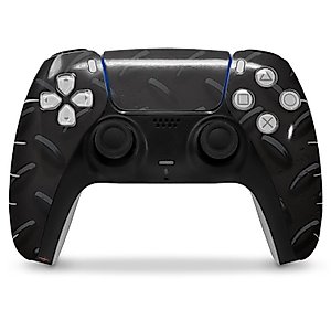 WraptorSkinz Skin Wrap compatible with Sony PS5 DualSense Controller Diamond Plate Metal 02 Black (CONTROLLER NOT INCLUDED)