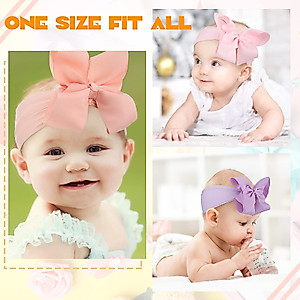 Hoteam 50 Pcs Baby Girls Large Bows Headbands 6.3 Inch Soft Wide Turban Baby Headbands Elastic Nylon Hairbands Hair Accessories for Infants Newborns Infants Toddlers Kids