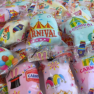 Lupy Lups! Cotton Candy Bags Carnival Desing - Assorted Flavors- Individual Package Big Bulk 0.53 oz each - Pastel Candy for Stocking, Treats, Party Favors, Buffet table Pinata (Carnival 120 Pack)