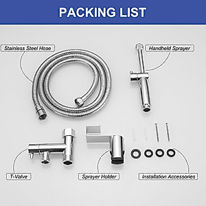 Greenspring Chrome Handheld Bidet Sprayer for Toilet with Bidet Hose Brass Cloth Diaper Sprayer Bathroom Toilet Sprayer Attachment for Feminine Wash, Wall Mount or Toilet Mount