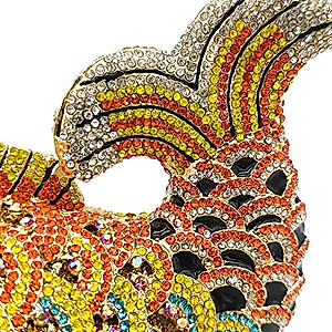 Boutique De FGG Super Mini Women Fish Evening Bags Crystal Clutch Purse Wedding Party Rhinestone Handbags (Orange&Yellow#15)
