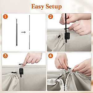 Lifewit 120L Laundry Basket with Lid, Large Double Laundry Hamper 2 Section Dirty Clothes Hamper for Bedroom with 2 Removable Laundry Bags, White