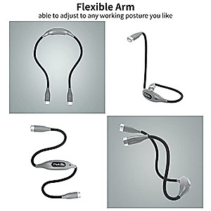 Book Light, Book Light for Reading in Bed, Fast Recharge, Neck Reading Light Slim with 3 Modes, Super Flexy, Hands Free Versatile Neck Light, Up to 70 Hours.Gift for Knitting, Sewing, Camping(Grey)