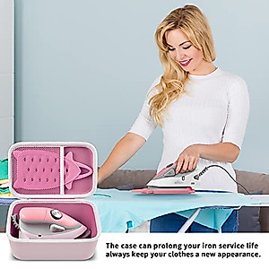 GWCASE Case Compatible with Oliso M2 Pro Mini Project Iron. Travel Irons Carrying Organizer Holder with Mesh Pocket Fits for Solemate and Other Accessories (Box Only)-Pink