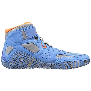ASICS Men's Aggressor 2 Wrestling Shoe,Dusty Blue/Silver/Red Orange,12 M US