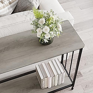 IDEALHOUSE Console Table, Sofa Tables Narrow Entryway Table with Glass Shelf and Metal Frame, 41.5" Behind Couch Table Industrial Hallway Table for Living Room, Foyer, Bedroom, Rustic Grey