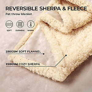Waterproof Pet Blanket, Liquid Pee Proof Dog Blanket for Sofa Bed Couch, Reversible Sherpa Fleece Furniture Protector Cover for Small Medium Large Dogs Cats, Grey White Large（65" x 57"）