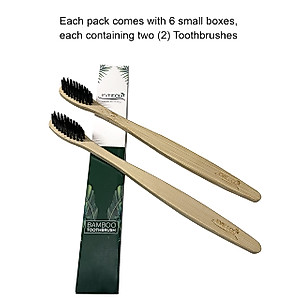 EveEco 12 Count I Bamboo Toothbrush I Soft Bristles Best for Sensitive Gums I Charcoal I Vegan I Natural Wood I BPA Fee I Recyclable I Compostable I Biodegradable | Environmentally Friendly
