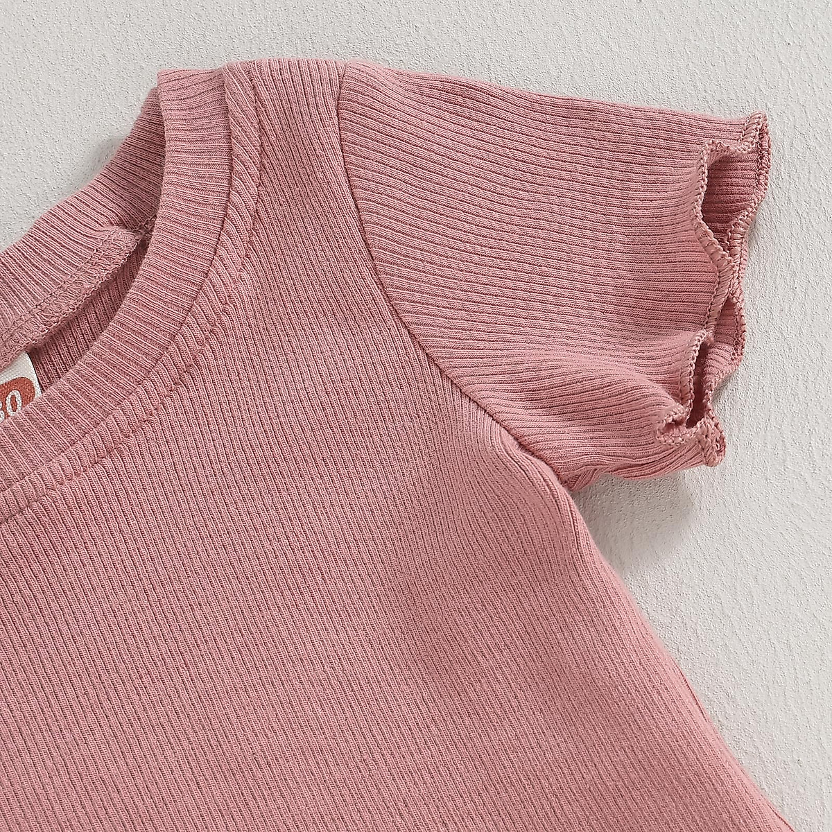 Kupretty 2Pcs Toddlers Baby Girls Summer Clothes Set Ruffle Ribbed Short Sleeves T-Shirt Tops Shorts Comfy Outfits (Pink, 18-24 Months)