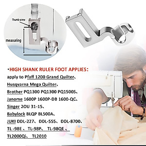 High Shank Ruler Frame Free Motion Darning Foot for Quilting Embroidery- Ruler Presser Foot with Slot Open Fits All High Shank Sewing Machines