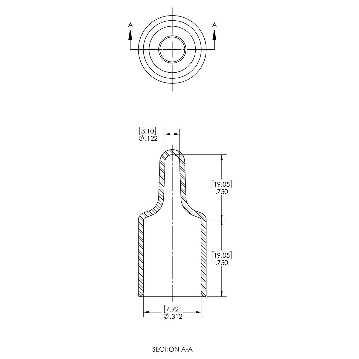 Caplugs 99392837 Plastic EZ Pull Tab Cap EZ-312-12, Vinyl, Cap ID .312" Length .122", Black (Pack of 160)