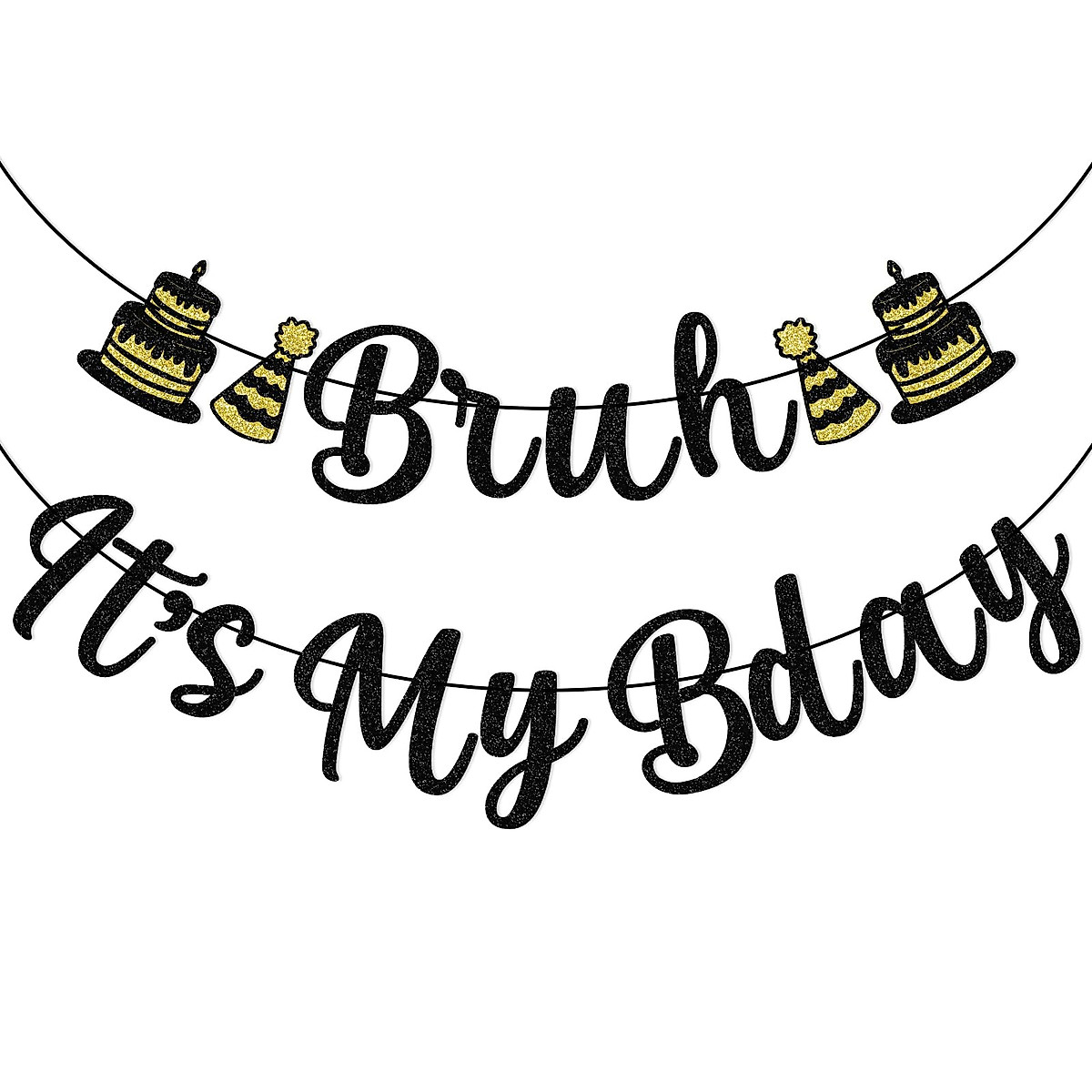 Bruh It's My Bday Banner, Funny Birthday Banner, Teen Boy Birthday Decorations, Bruh Birthday Decorations, Gold and Black Birthday Party Decor