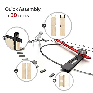 ROYMELO 36x84 inch (Double 18×84 inch Door) Sliding Barn Wood Door Slab with 6.6ft Hardware Kit, Requires Simple DIY Assembly