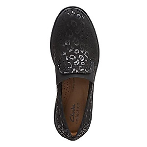 Clarks Women's Calla Rae Loafer Flat, Black Textile, 8.5 Wide