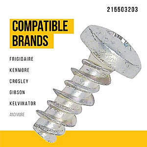 215503203 Screw Compatible With Frigidaire Kenmore Crosley Replaces AP3958785 PS1525540 Ultra Durable Part FRS20ZRG FRS26ZNHB0 FRS26RLECSG PLRS267ZAB1 253.71822104 CRTE183AWM E23CS75DSS1 E23CS75DSS5