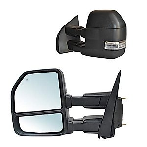 JZSUPER Towing Mirrors fit for Ford F150 Pickup Truck 2015 2016 2017 2019 2020 Black Housing with Power Heated Turn Signal Light Temperature Sensor 8-Pin Plug