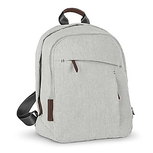 Changing Backpack -Anthony (White and Grey Chenille/Chestnut Leather)