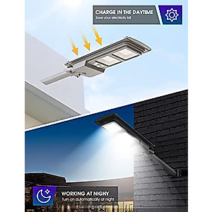300W Solar Street Light, Briignite Solar Street Lights Outdoor Dusk to Dawn, Remote Control 6000K Outdoor Solar Lights with Motion Sensor, IP65 Solar Outdoor Lights Waterproof for Driveway Barn, 2Pack