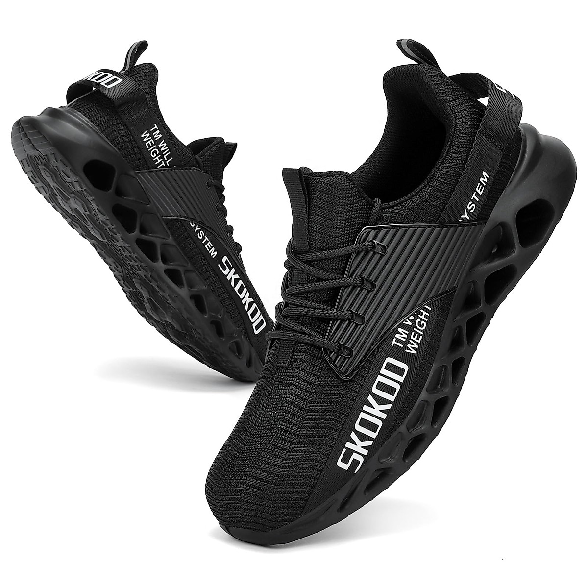 SKOKOD Men's Steel Toe Shoes Slip On Puncture Proof Safety Shoes Non-Slip Work Sneakers Composite Toe Industrial Construction Shoes(Size 10.5 Black)