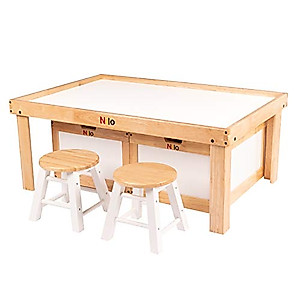 NILO N51N Kid's Play Table Compatible with Legos, Duplo, Trains, Games, Building, Lincoln Logs Safe Fun for Children Educational Toy Board Durable (No Holes, 32x48x20)