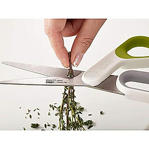 Joseph Joseph 10302 PowerGrip Kitchen Shears Scissors with Thumb Grip and Herb Stripper Separates for Cleaning Japanese Stainless-Steel, White/Green