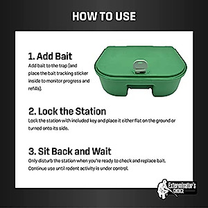 Exterminators Choice - 6 Pack Rat Bait Station Boxes with 1 Key - Heavy Duty Mouse Trap Poison Holder - Great for Catching Rats and Mice - Pest Control - Durable and Discreet