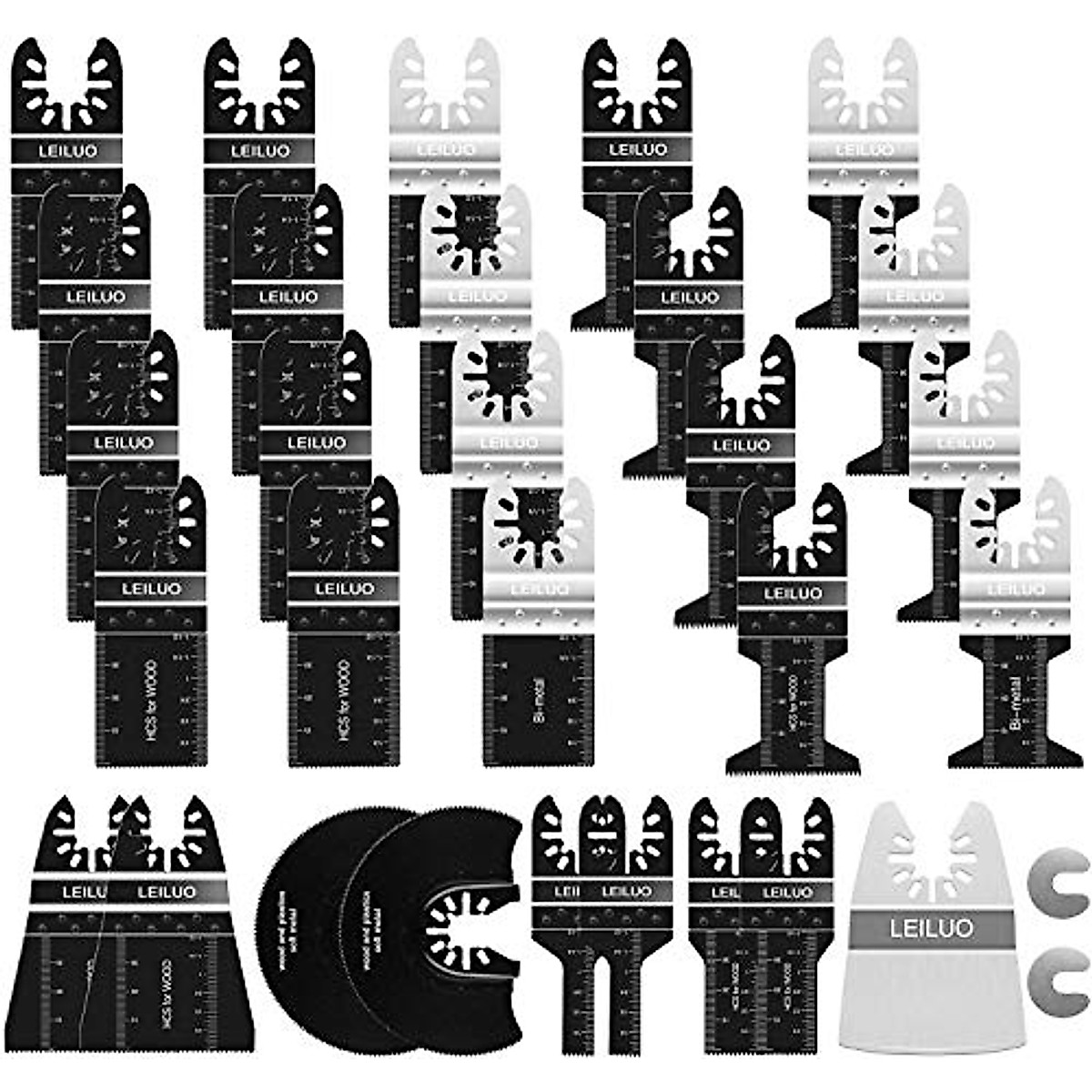 31Pcs Multitool Blades LEILUO Wood Metal Drywall Oscillating Tool Saw Blades Universal Quick Release Multitool Accessories Kit Packed by Storage Bag for Dewalt Milwaukee Makita and More