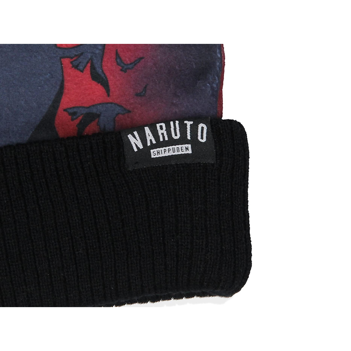 Bioworld Naruto Shippuden Itachi Akatsuki Shinobi Organization Cuffed Pom Beanie Hat Black