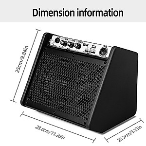 Coolmusic DM20 20W Bluetooth Personal Monitor Amplifier Electric Drum Amplifier Speaker,Keyboard Speaker with USB Interface(Including E-Drum Noise-Reduction Cable)