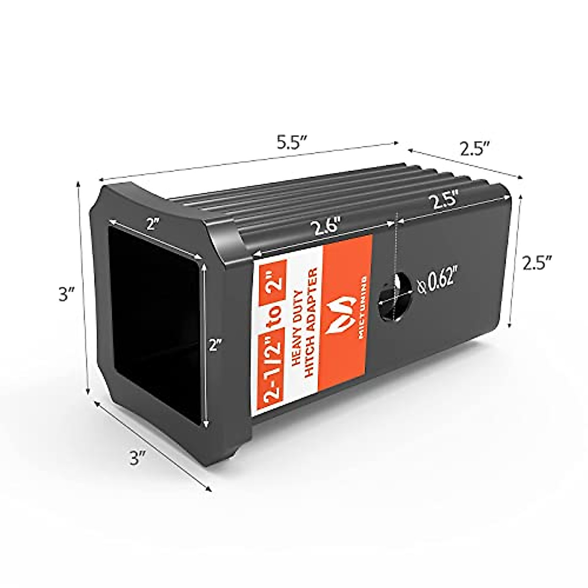 MICTUNING Upgraded 2-1/2 inches Class V to 2 inches Class III&IV Trailer Hitch Receiver Adapter - Heavy Duty 2.5 inches to 2 inches Reducer Sleeve Mount Insert Converter