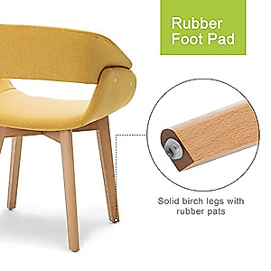 ivinta Small Dining Table Set for 2, Round Glass Dining Table with Two Yellow Upholstered Fabric Chairs, 3 Pieces Dining Table Set for Apartment, Kitchen, Dining Room, Patio Dining Set (Yellow)…