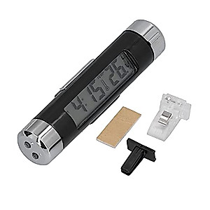 Car Thermometer, Car Watch Car Clock with LCD Screen 3.3x0.7in ABS Multifunctional Car Thermometer, Portable Car Dashboard Clock, Battery Powered Car Thermometer for Automotive Car