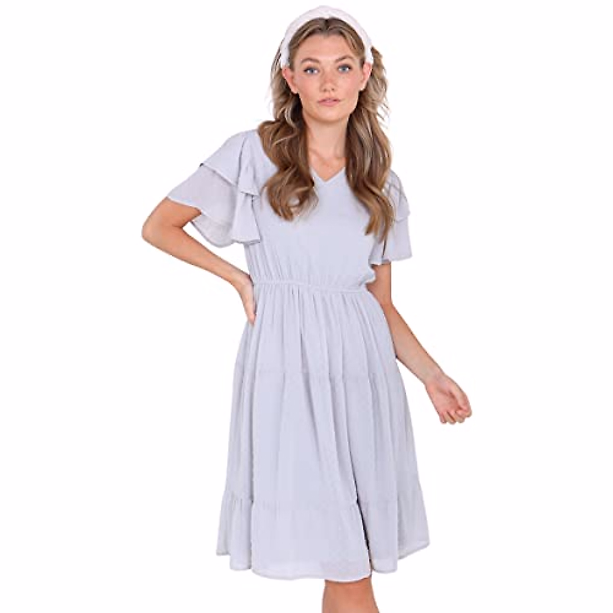 Mikarose Womens The Amy Modest Dress (Faded Blue, XX-Large)