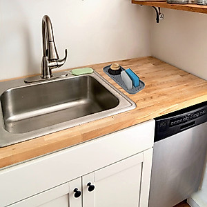 ERISED Sponge Holder for Kitchen Sink 9x3.5 Silicone Kitchen Sink Organizer for Sponge,Soap Dispenser,Kitchen Brush and Other Kitchen Accessories Bathroom Sink Organizer Soap Dishes Gray 2 Pack