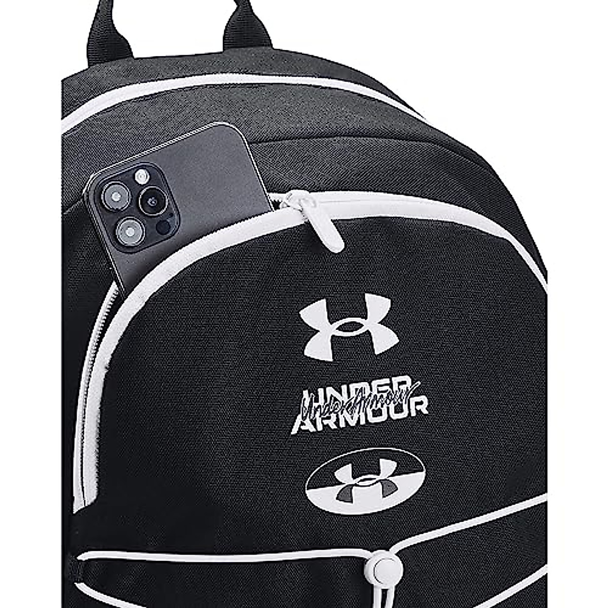 Under Armour Unisex-Adult Hustle Sport Backpack, (019) Black/Black/White, One Size Fits All