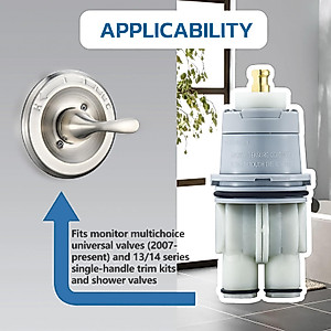 RP46074 Shower Cartridge Compatible with Delta 13/14 Series Single-Handle Faucet - Suitable for Delta Monitor MultiChoice Universal Valves Rough-in (2007-present), Includes RP22734 Bonnet Nut