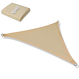 Jneaicn Shade Sail Waterproof Sun Canopy Triangle 6'5''x 6'5''x 6'5'' Shade Sails UV Block for Patio Backyard Lawn Yard in Color Beige