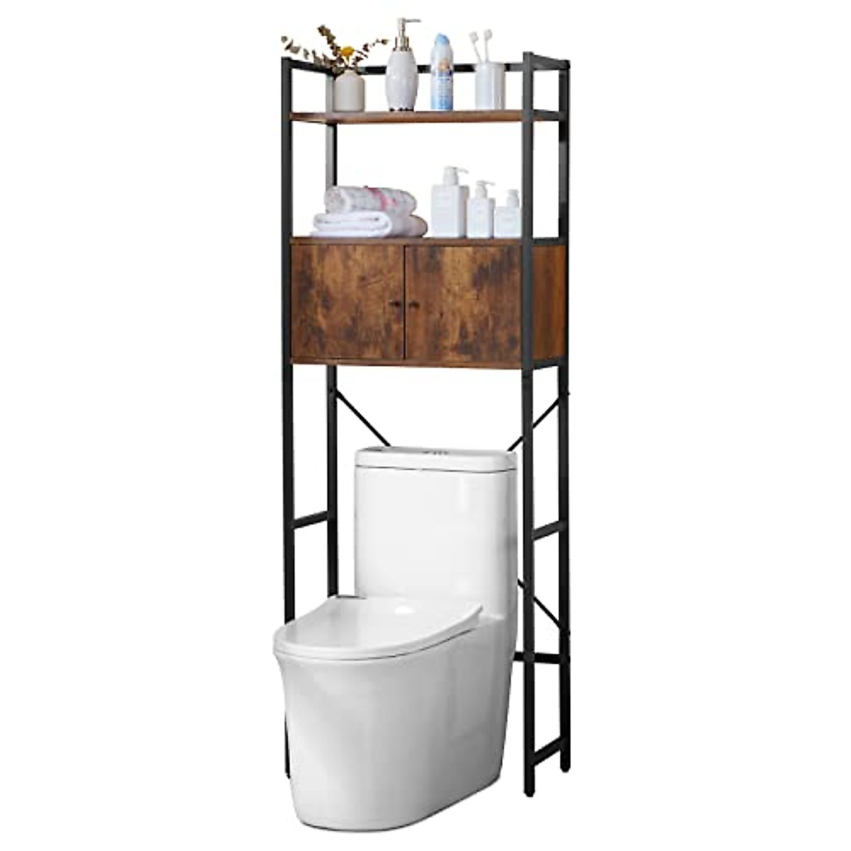 Argatin Over-The-Toilet Storage,Toilet Storage Rack Space-Saving Bathroom Oragnizer Rack, with Cupboard and Shelves