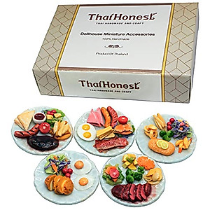 Lovely Mixed 5 Assorted Dollhouse Miniature Food,Tiny Food for Collectibles