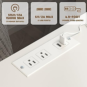 White Nightstand with Charging Station,2 AC and 2 USB Power Outlets, Small End Table with 2 Drawers, Mid-Centry Modern Nightstand for Bedroom,Dormitory,11.81" D x 15.35" W x 21.85" H XXCTG03W-E