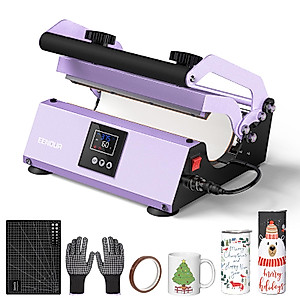 EENOUR Tumbler Mug Heat Press Machine 30oz 20oz 16oz Sublimation Straight Blank Skinny Tumbler Glass Jar Can - DIY Heat Transfer Vinyl with Temp&Timer Setting for 11-16oz Coffee/Ceramic Mugs -Purple
