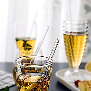 Reusable Glass Straws 8 in 1 set 8.5" Borosilicate Glass Straws Eco Friendly Drinking Straw for Smoothies Cocktails Bar Accessories Straws with Brushes Inside