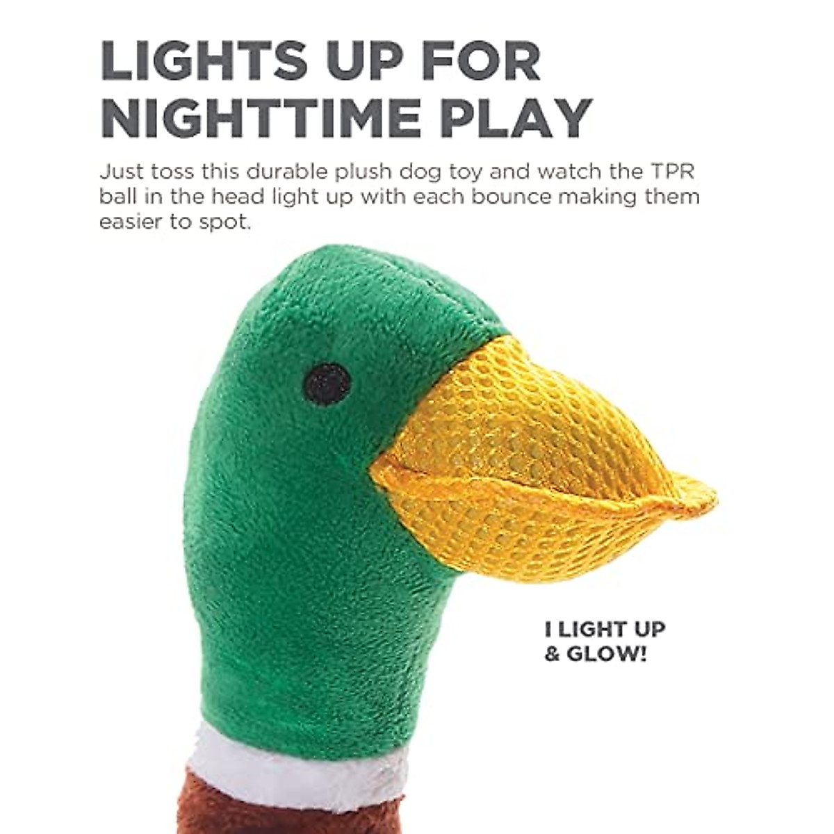 Charming Pet Headbangerz Duck Plush Squeaky Light-Up Dog Toy