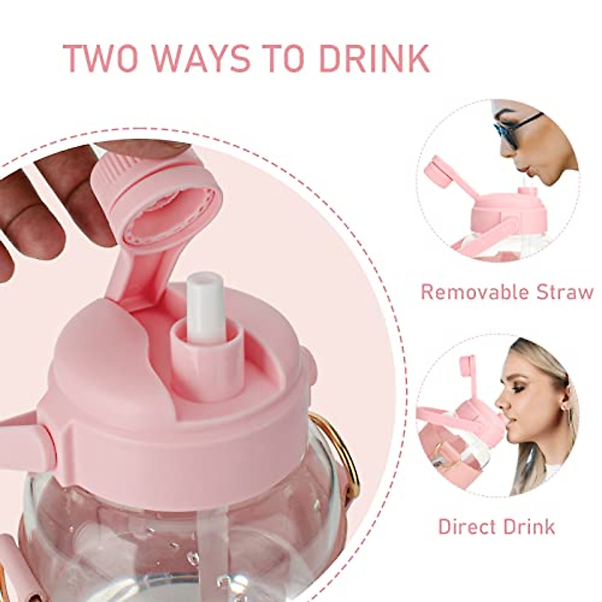 Sursip 42 oz Glass Water Bottle - Aesthetic Water Bottle with Straw/Lid/Handle/Sleeve - Reusable Sport Clear Glass Drinking Bottle for Daily, Workout, Outdoors, School, Work - Khaki