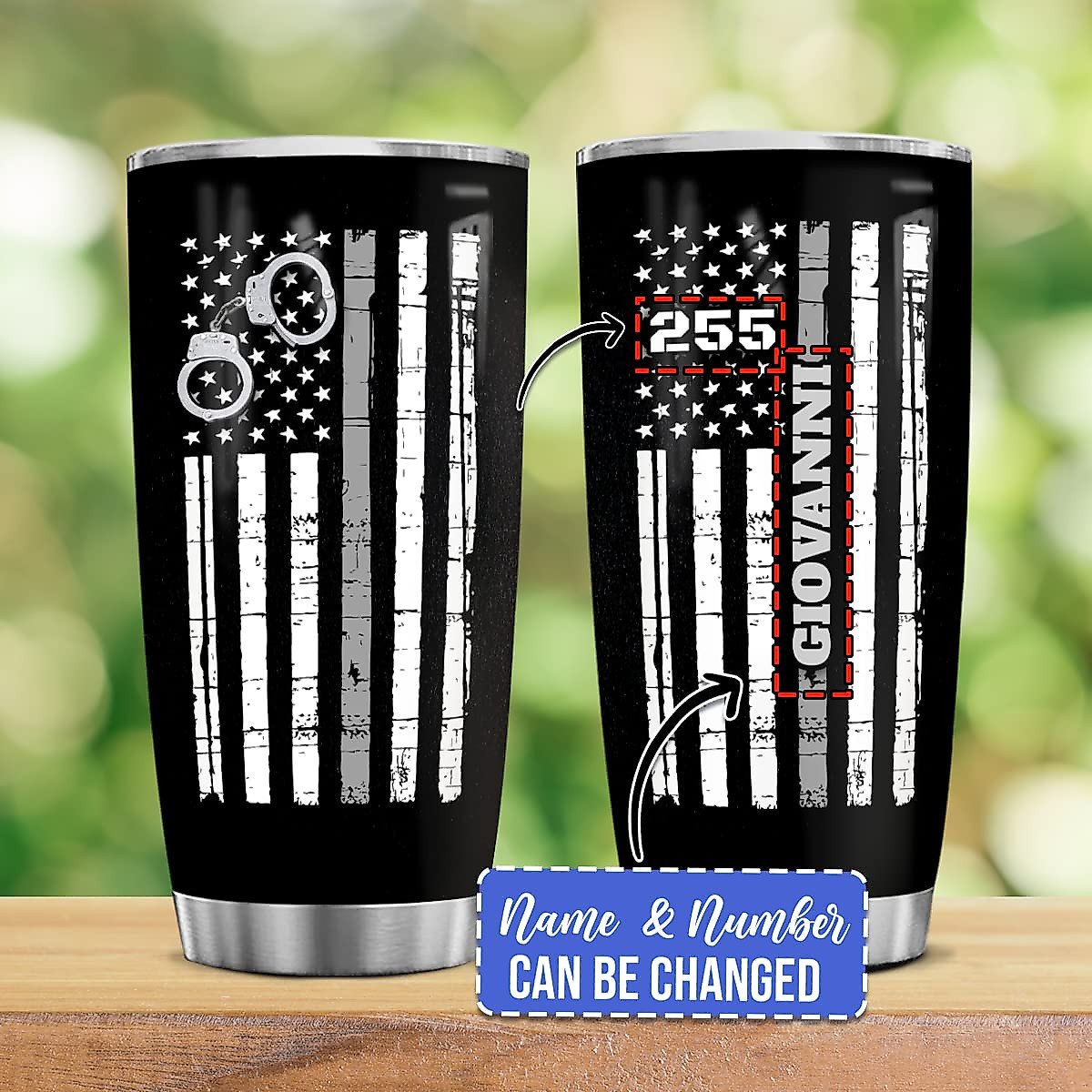 Wassmin Personalized Correctional Officer Gifts For Men Women Correction American Flag Tumbler 20oz 30oz Insulated Coffee Travel Mug Cup Birthday Appreciation