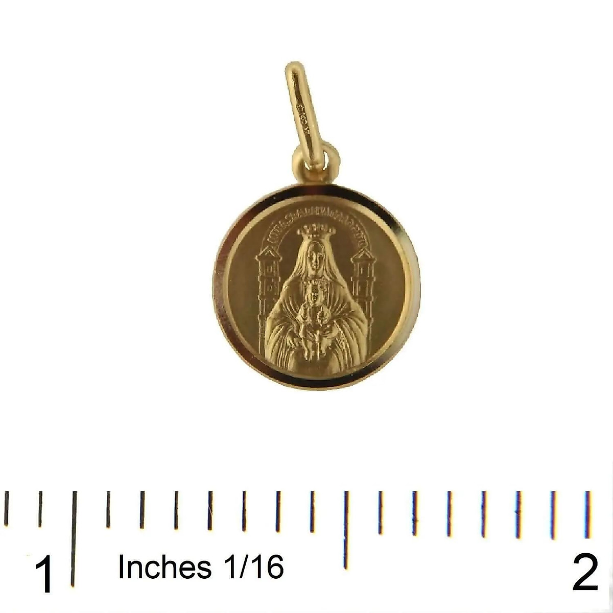 amalia 18K Solid Yellow Gold Our Lady of Coromoto Medal 13mm=0.51 inch